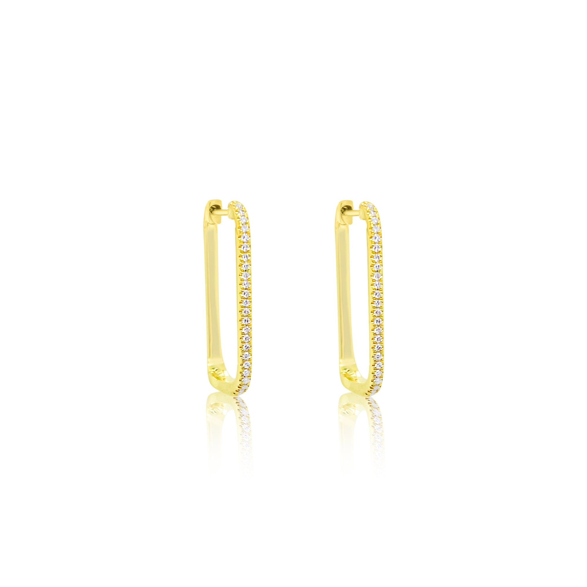 Yellow Gold Rectangular Hoops – Meira T Boutique