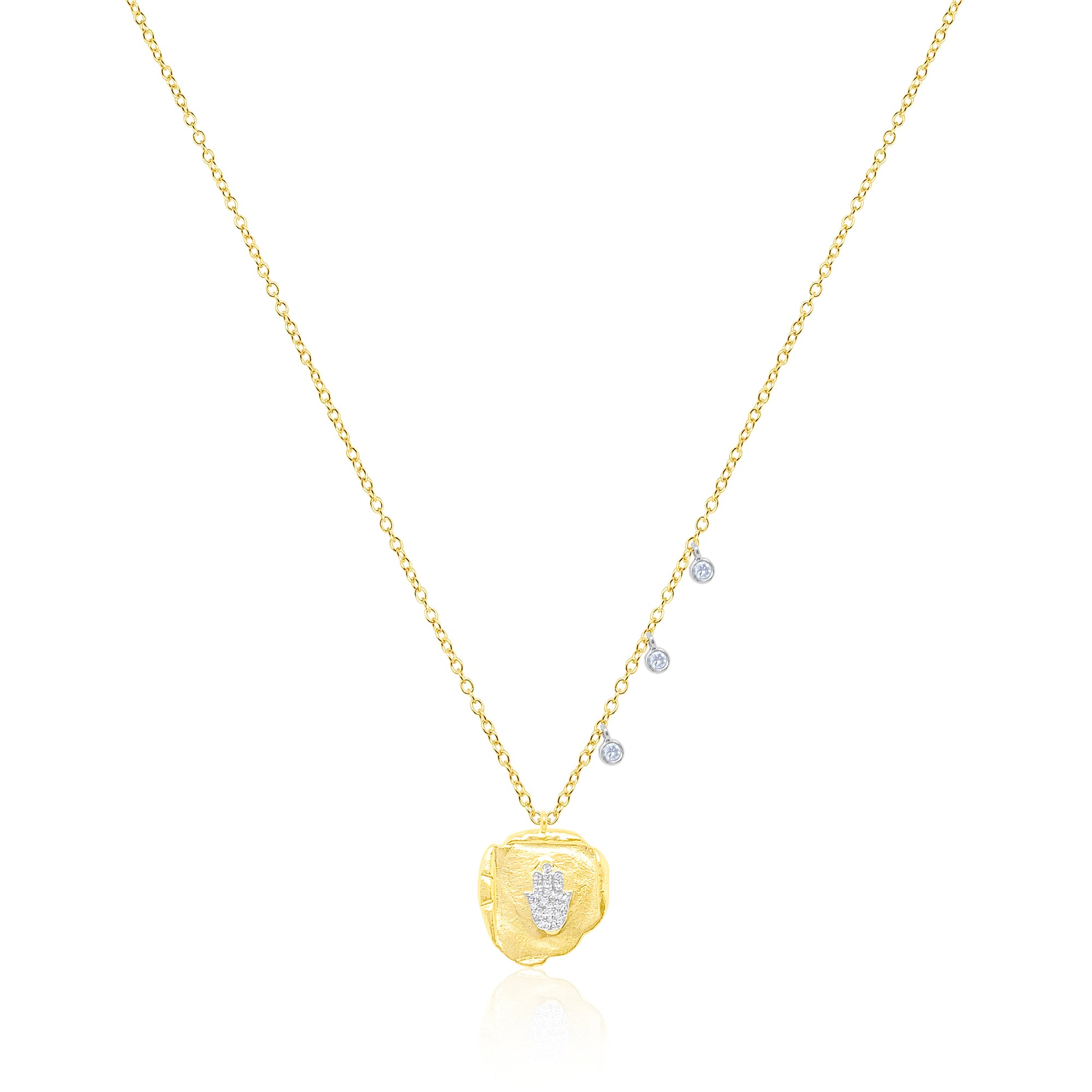 Silver Coin Hamsa Diamond Necklace – Meira T Boutique