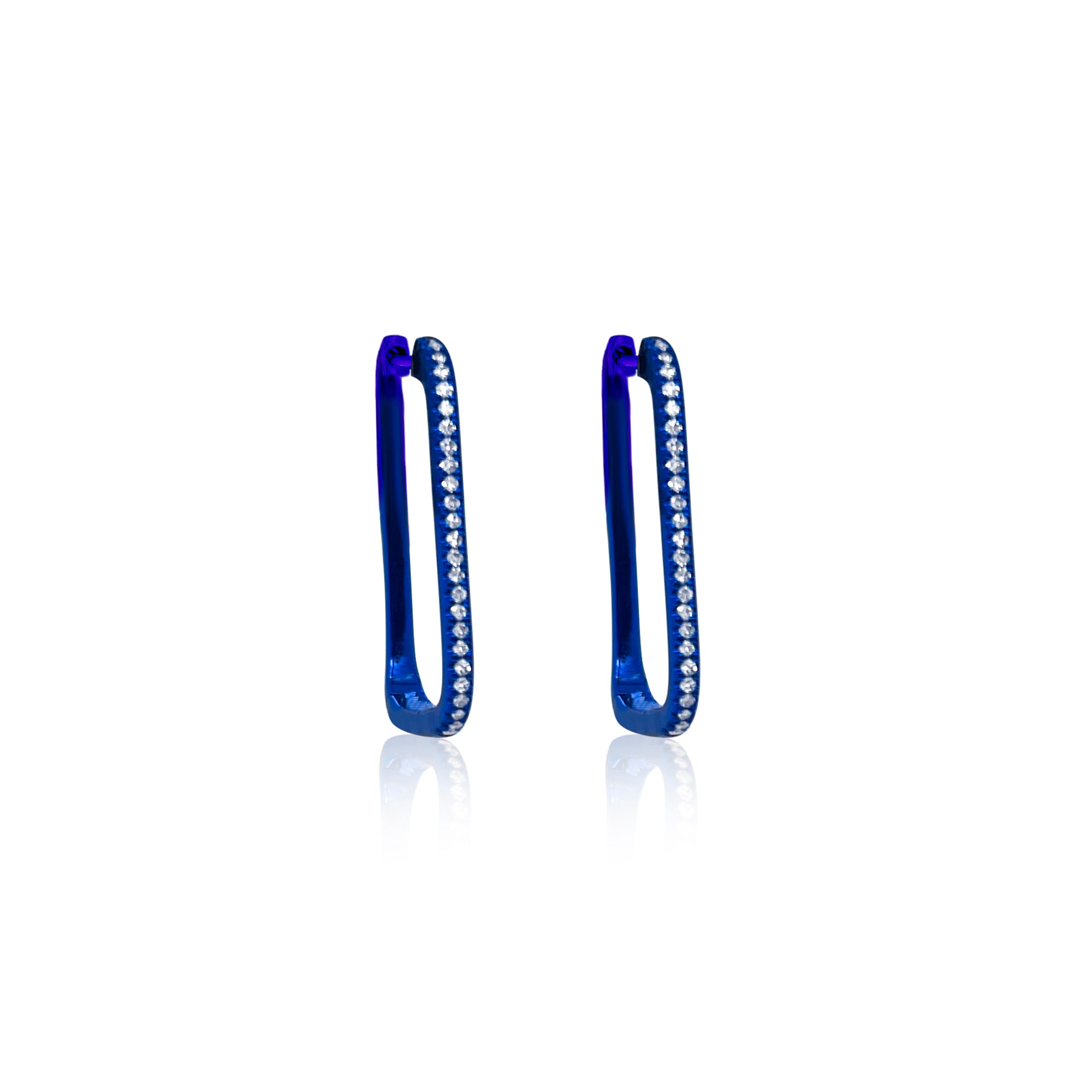 Blue Rectangular Hoops – Meira T Boutique