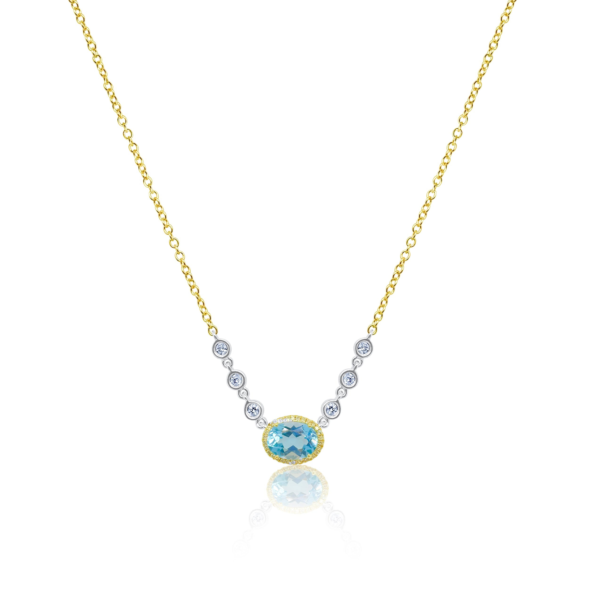 Yellow Gold Blue Topaz Diamond Necklace – Meira T Boutique