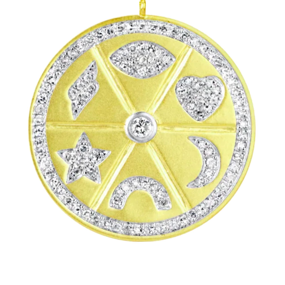 14kt Yellow Gold Diamond Symbol Disc – Meira T Boutique