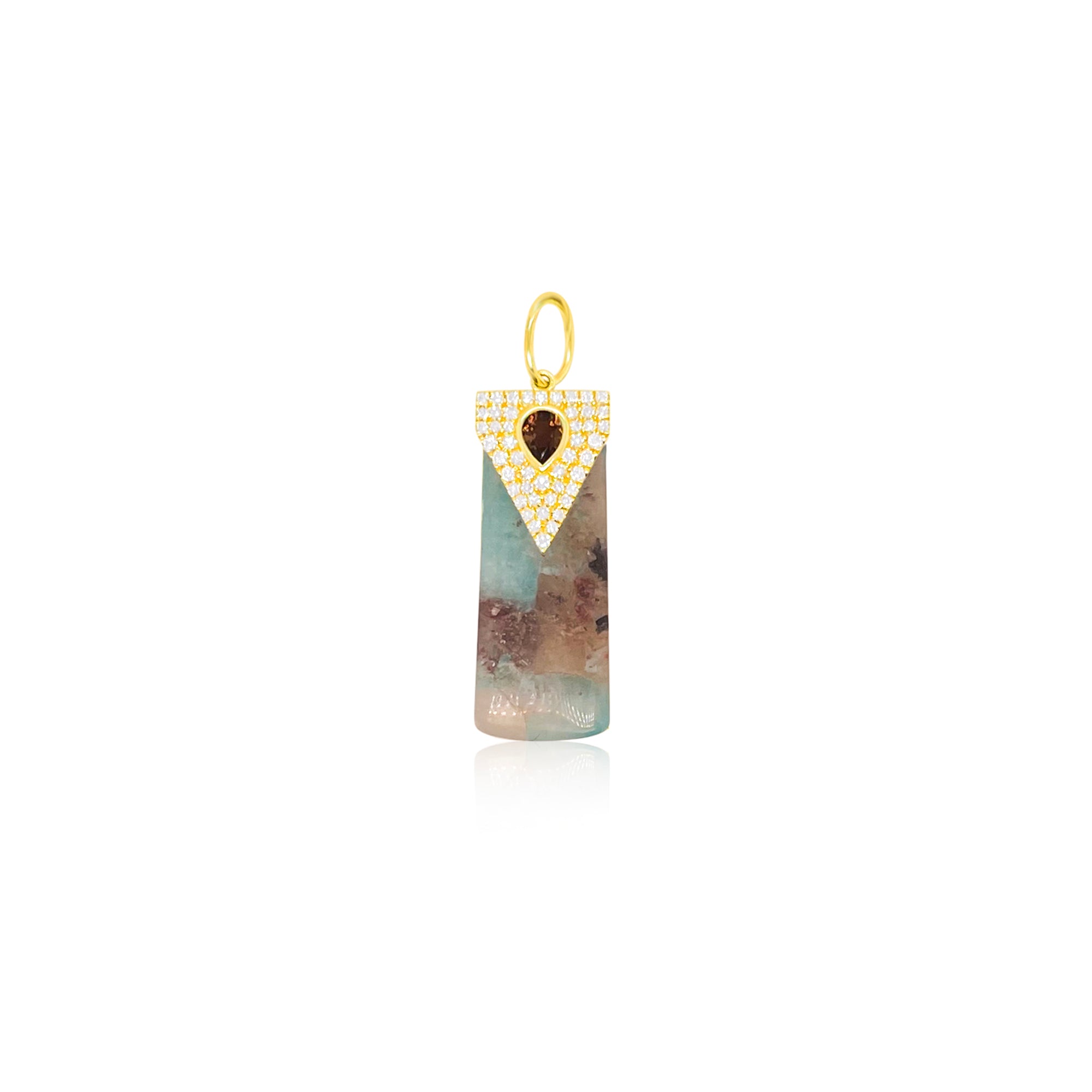 Smokey Topaz Amazonite and Yellow Gold Diamond Charm – Meira T Boutique