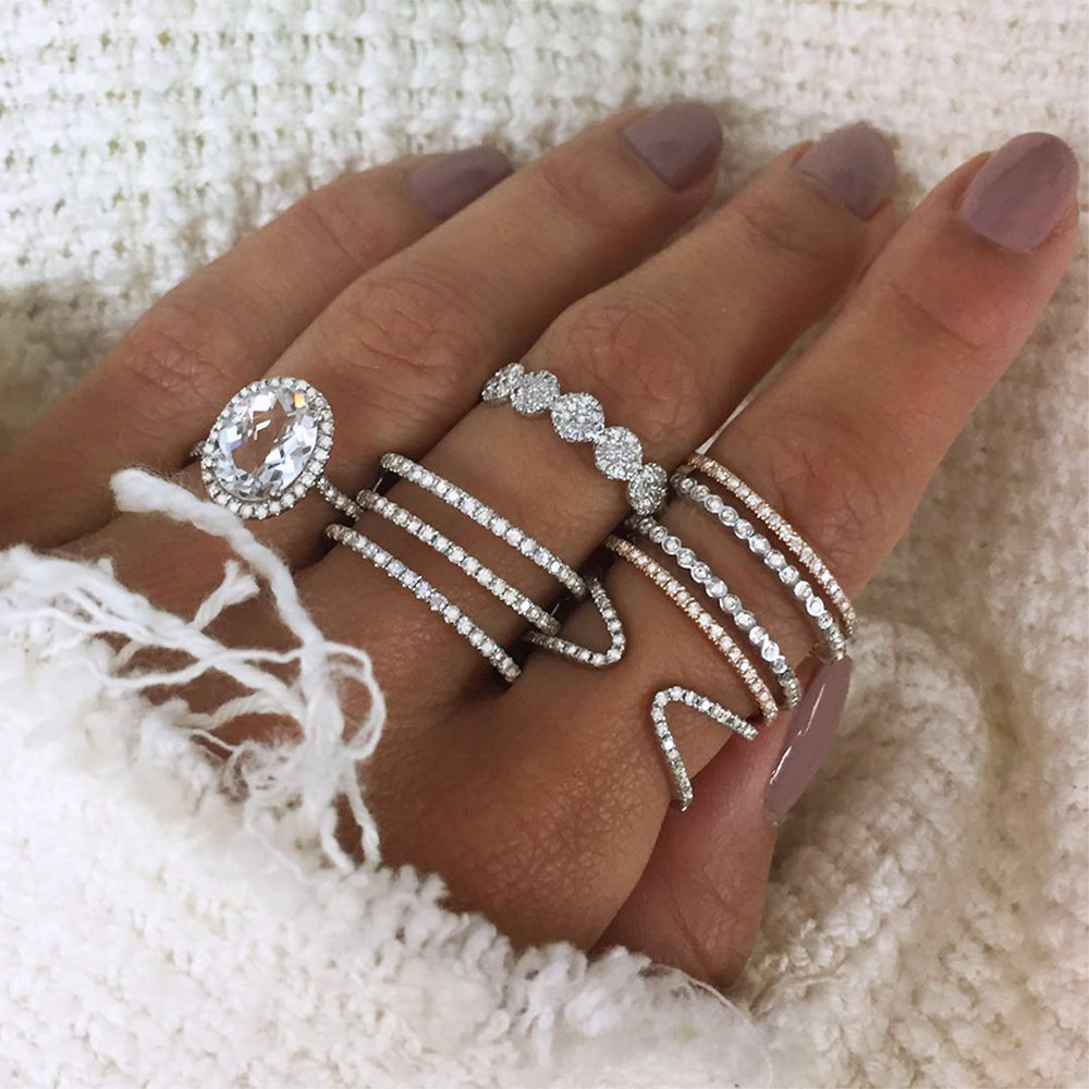 Triple Layer Diamond Ring White Gold – Meira T Boutique